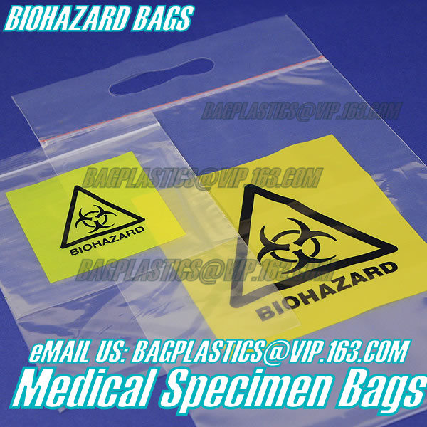 Zip lock type medical biohazard waste disposal supplies LDPE plastic ...