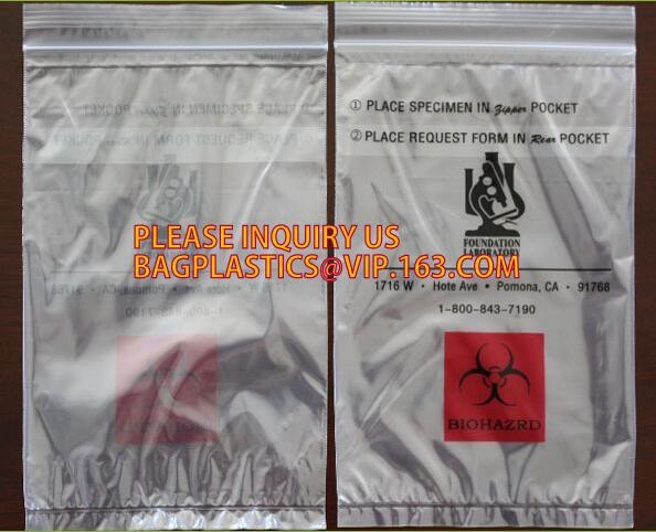 specimen envelopes zip lock bag/plastic medical specimen transport ...