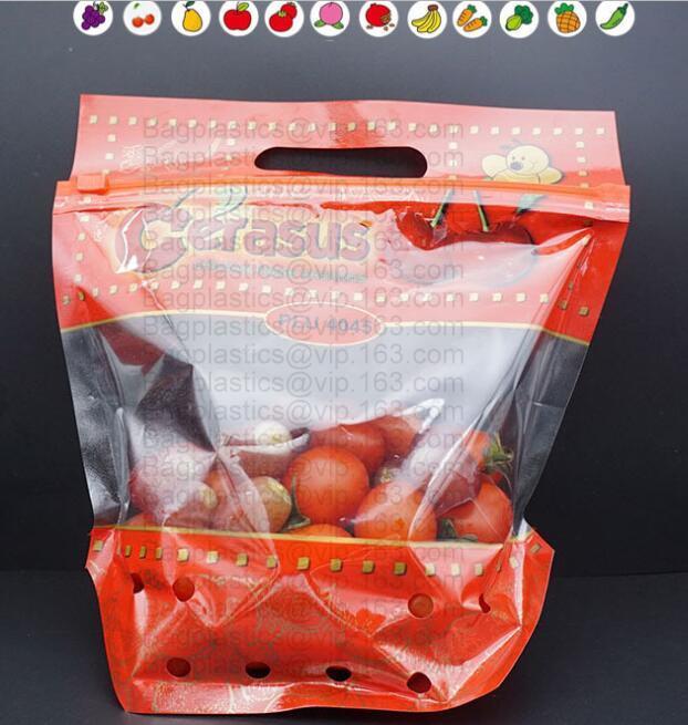 Resealable Fruits Vegetable Plastic Zip Lock Packaging Bags, OPP CPP Printed Grape Bags For ...