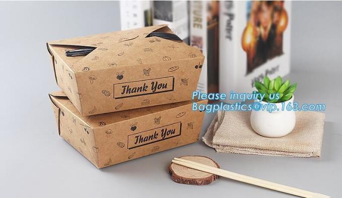 Eco Friendly Kraft Paper Takeaway Box Custom Food Packaging With Handle