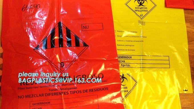 Durable plastic Biohazard Bags for medical waste, biohazard specimen ...