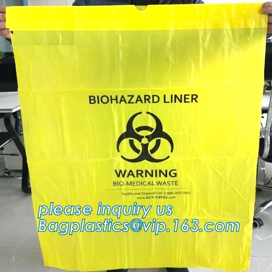 HDPE materials yellow color disposable plastic medical biohazard bag ...