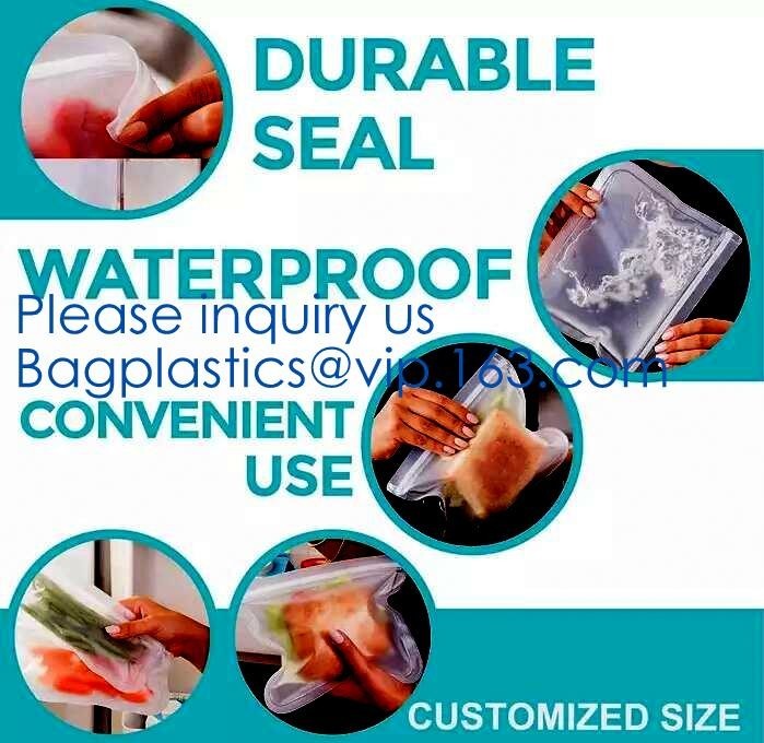 Kitchen Reusable Storage Silicone Food Fresh Bag with free hand baggy ...