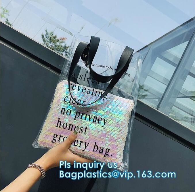 Custom Transparent Gift Pvc Tote Shopping Bag, reflective pvc shopping ...
