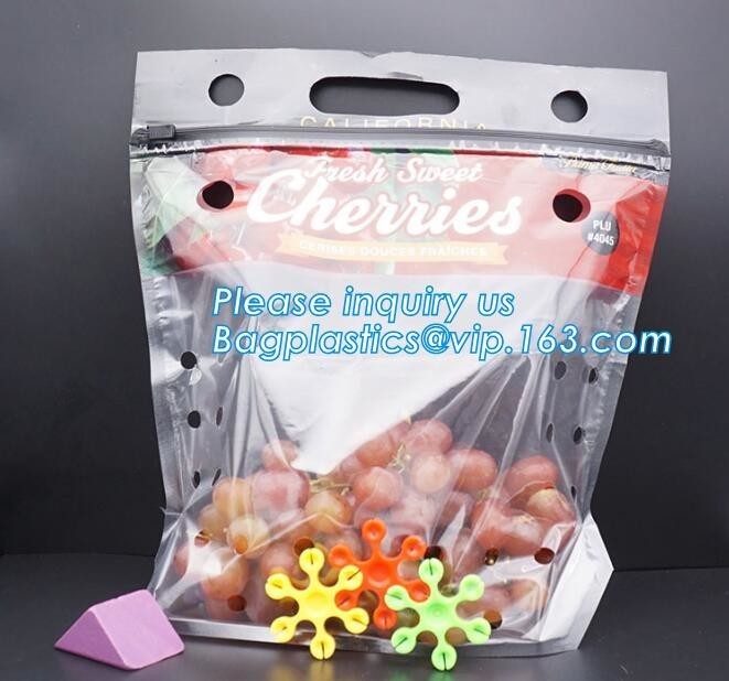 Resealable Fruits Vegetable Plastic Zip Lock Packaging Bags, OPP CPP Printed Grape Bags For ...