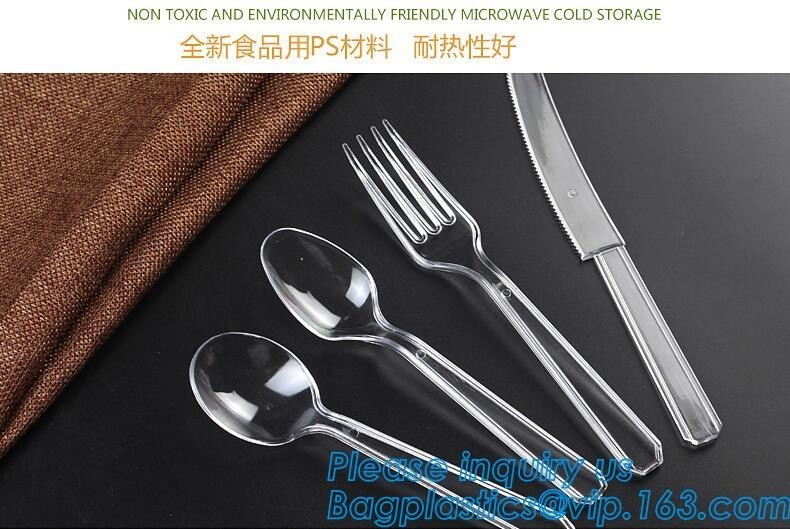 Disposable Flatware Set-Heavyweight Plastic Cutlery 100 Forks, 100 ...