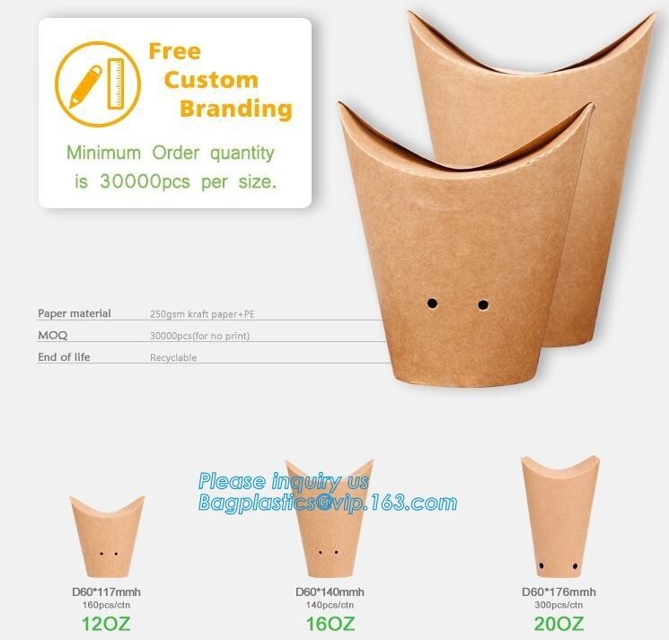 Custom printed french fries crepe holder food packaging paper cones ...