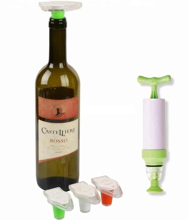 Wine Bottle Vacuum Saver Sealer Preserver Pump Cap Stopper, Wooden Head ...