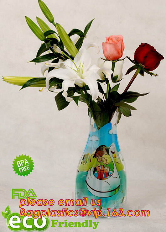 Transparent Vinyl Plastic Standup Flower Vase,PVC plastic flower vase ...